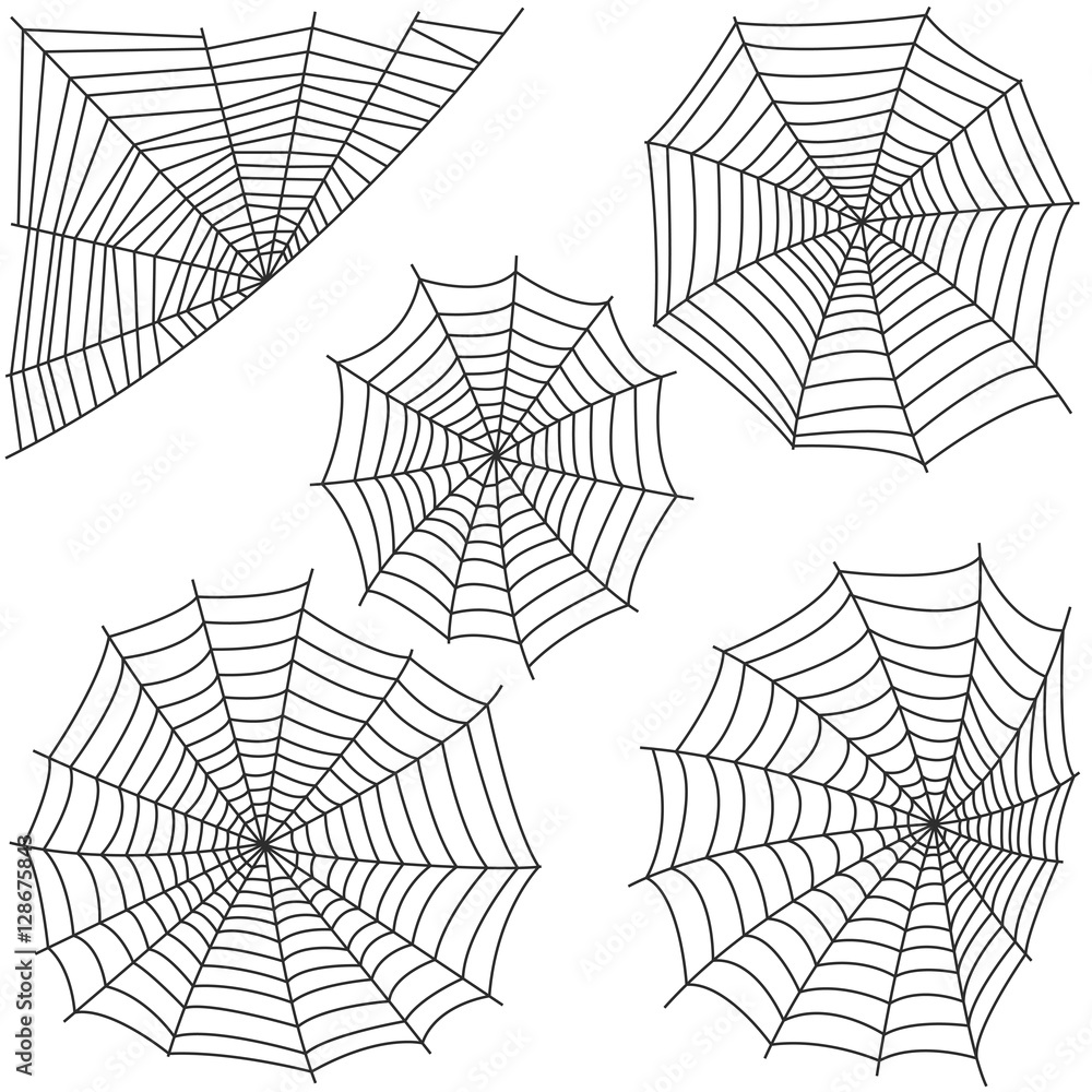 Spider web silhouette vector set Stock Vector | Adobe Stock