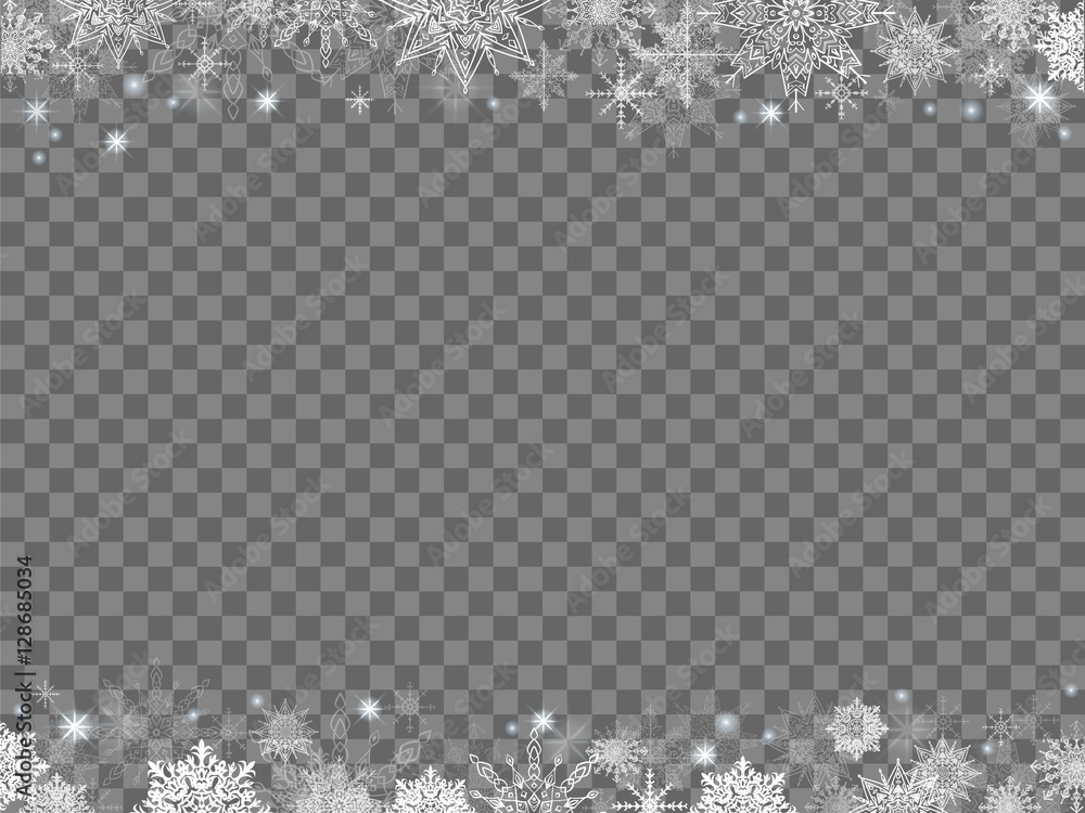 fairytale christmas background many snowflakes frame transparent Stock ...