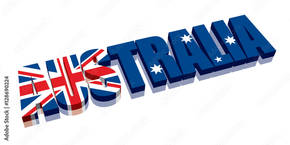 3D Australia Word Text Flag (letters) Stock Vector | Adobe Stock