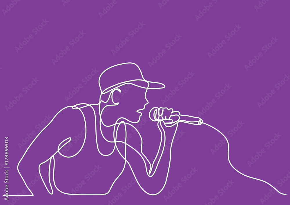 continuous line drawing of singer with microphone Stock Vector | Adobe ...