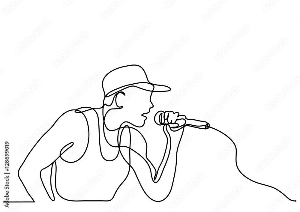 continuous line drawing of singer with microphone Stock Vector | Adobe ...