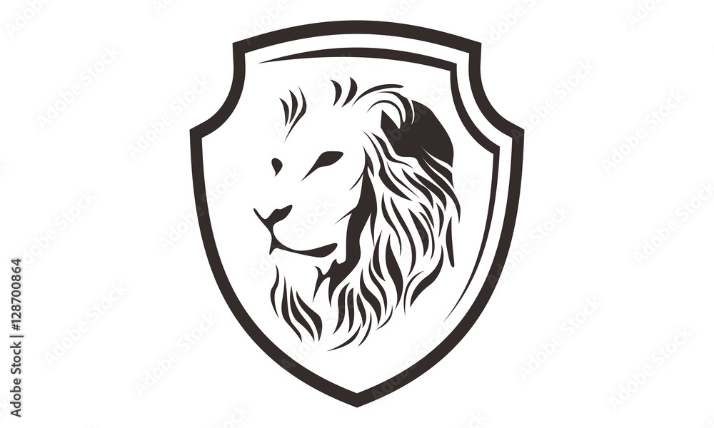lion head with shield logo template Stock Vector | Adobe Stock