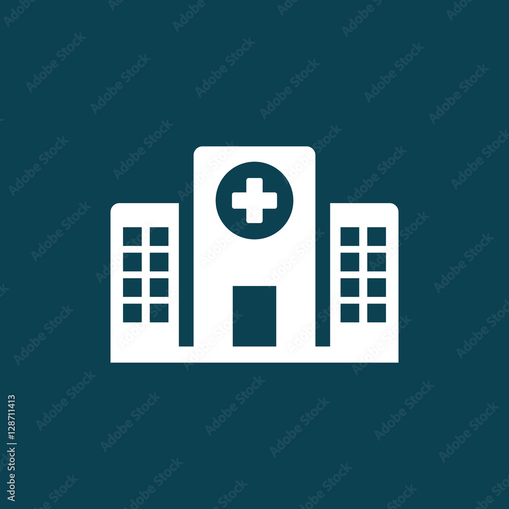 hospital building front icon on blue background Stock Vector | Adobe Stock