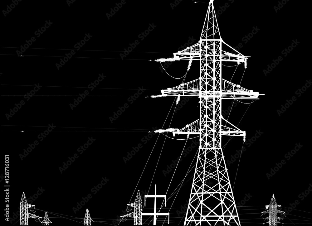 isolated white electric towers group Stock Vector | Adobe Stock