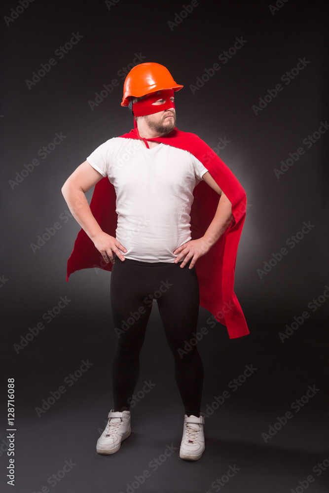 Super hero construction man ready to help to build new building or ...