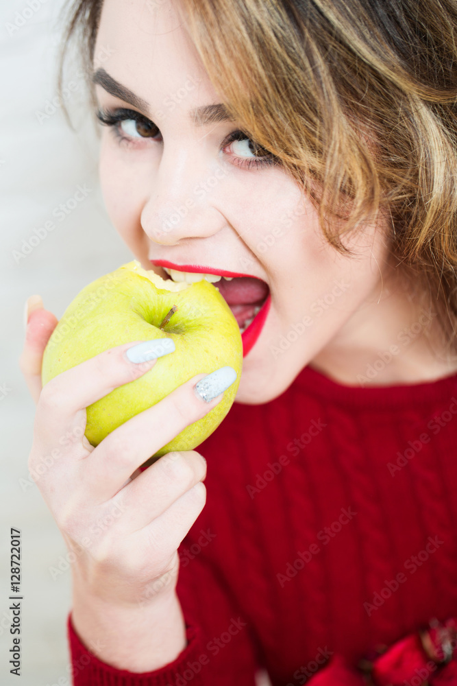 Sexy Woman Biting Apple