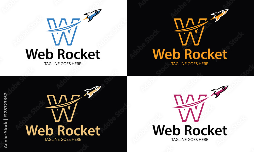 Web rocket logo design template ,Letter W logo ,Rocket logo ,Vector ...