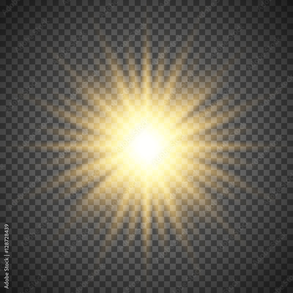 Gold glowing light burst explosion on transparent background. Bright ...