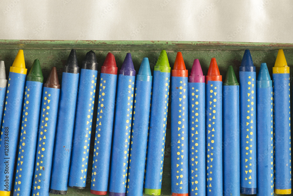 colorful Crayon color in a metal box. Stock Photo | Adobe Stock