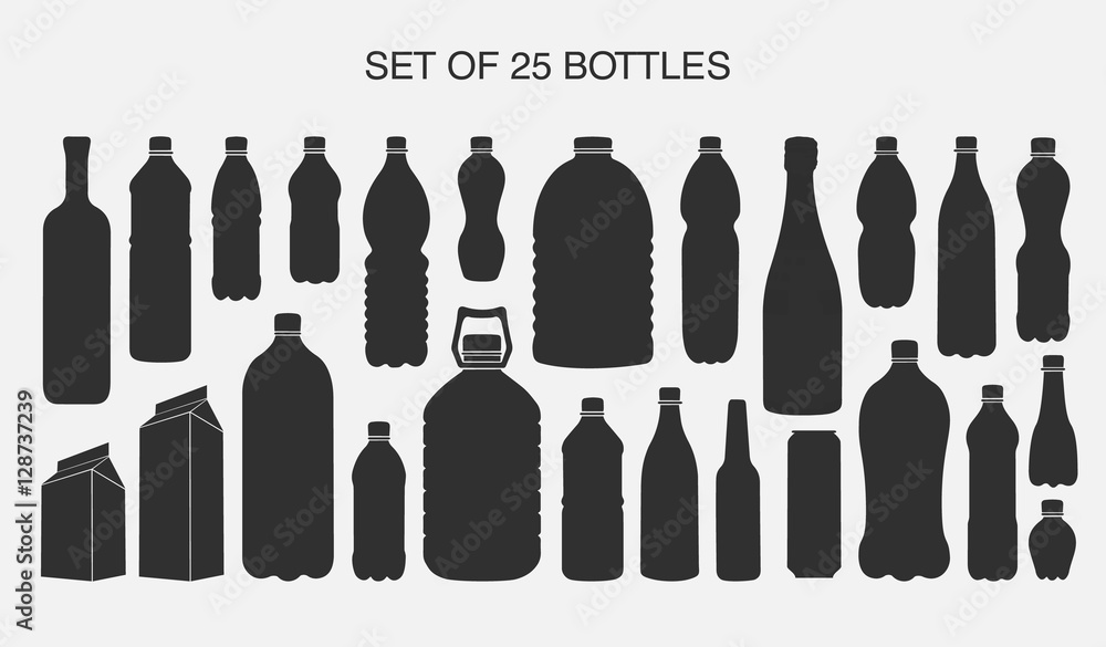 25 isolated shapes of bottles Stock Vector | Adobe Stock
