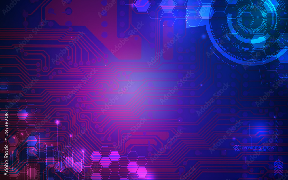 Dark Purple and Blue technology background and abstract digital tech ...