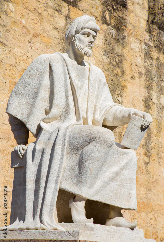 CORDOBA, SPAIN - MAY 25, 2015: The statue of medieval arabic ...