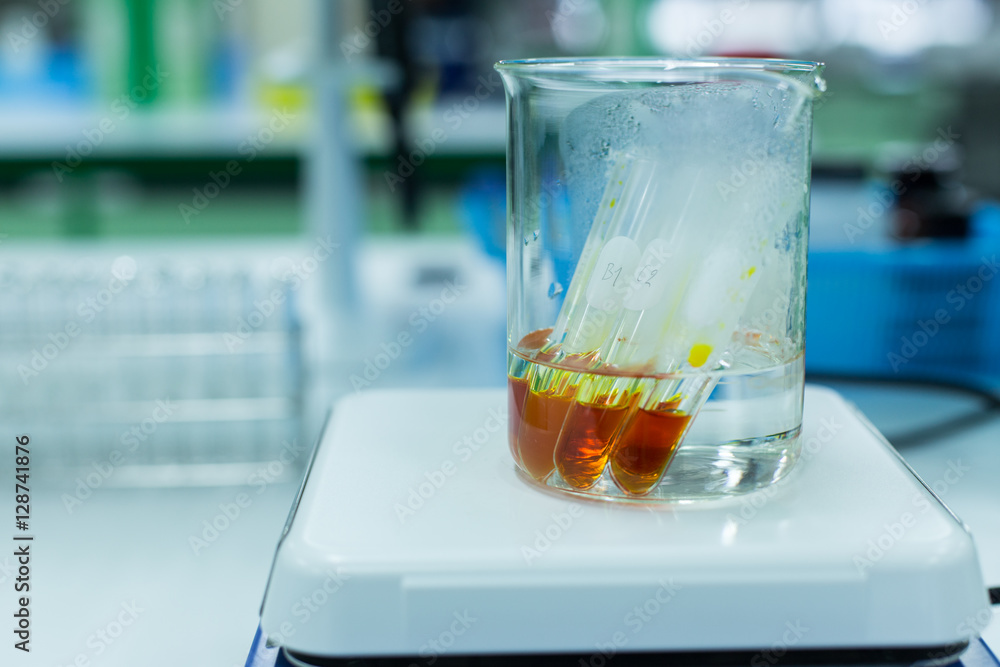 Experiment chemical solution mixing liquids on a Hotplate Stirrer Stock ...