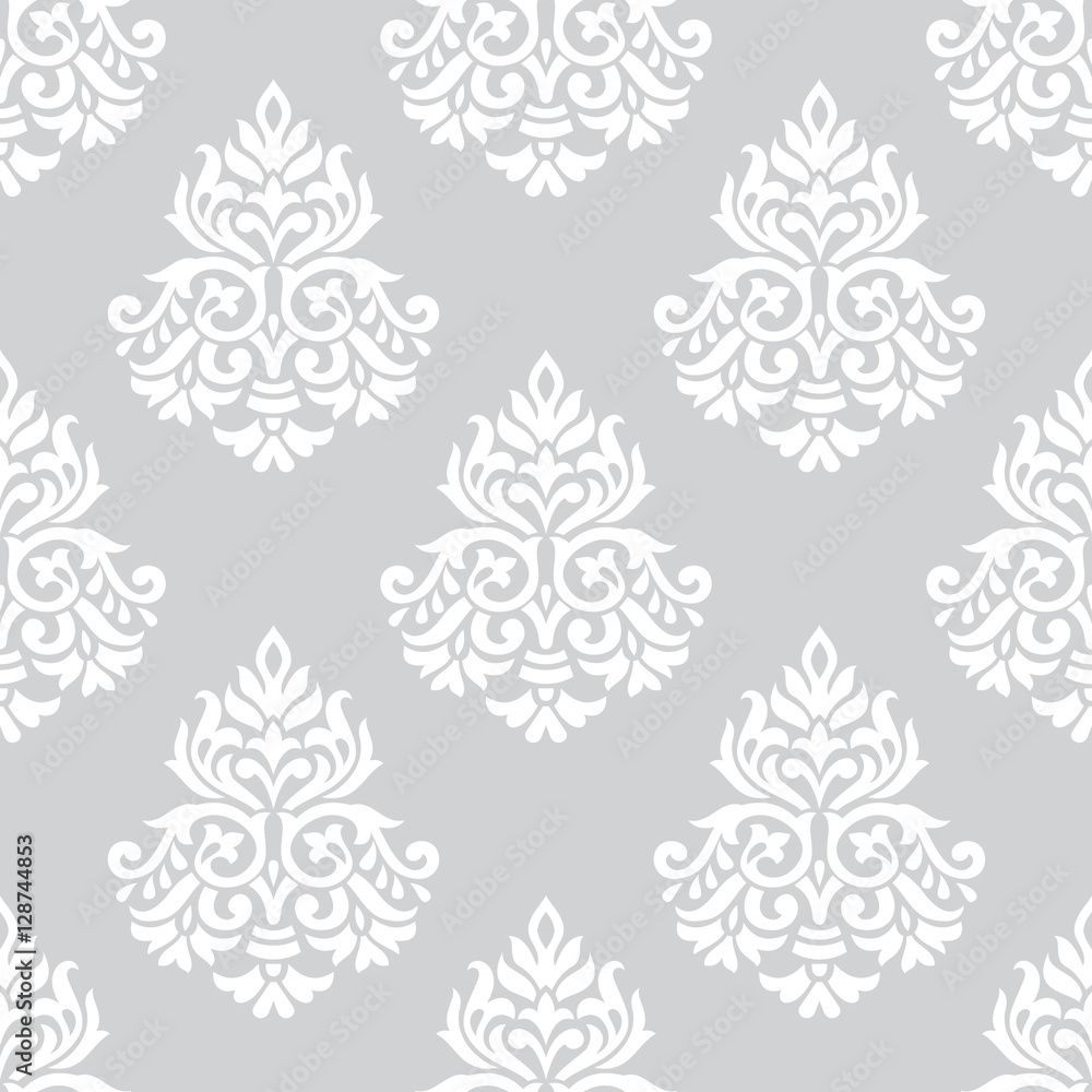Damask seamless silver background design Stock Vector | Adobe Stock