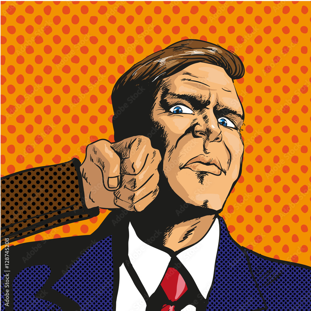 Vector illustration of man facing difficulties, in pop art style Stock ...