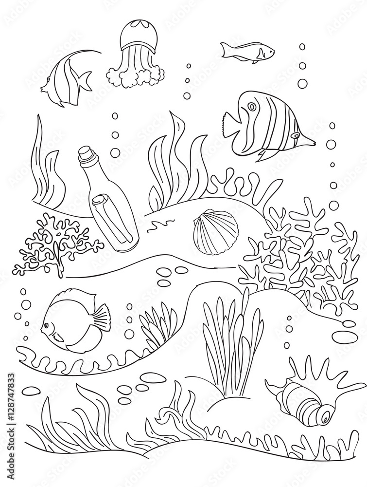 Sea bottom drawing. Stock-Vektorgrafik | Adobe Stock