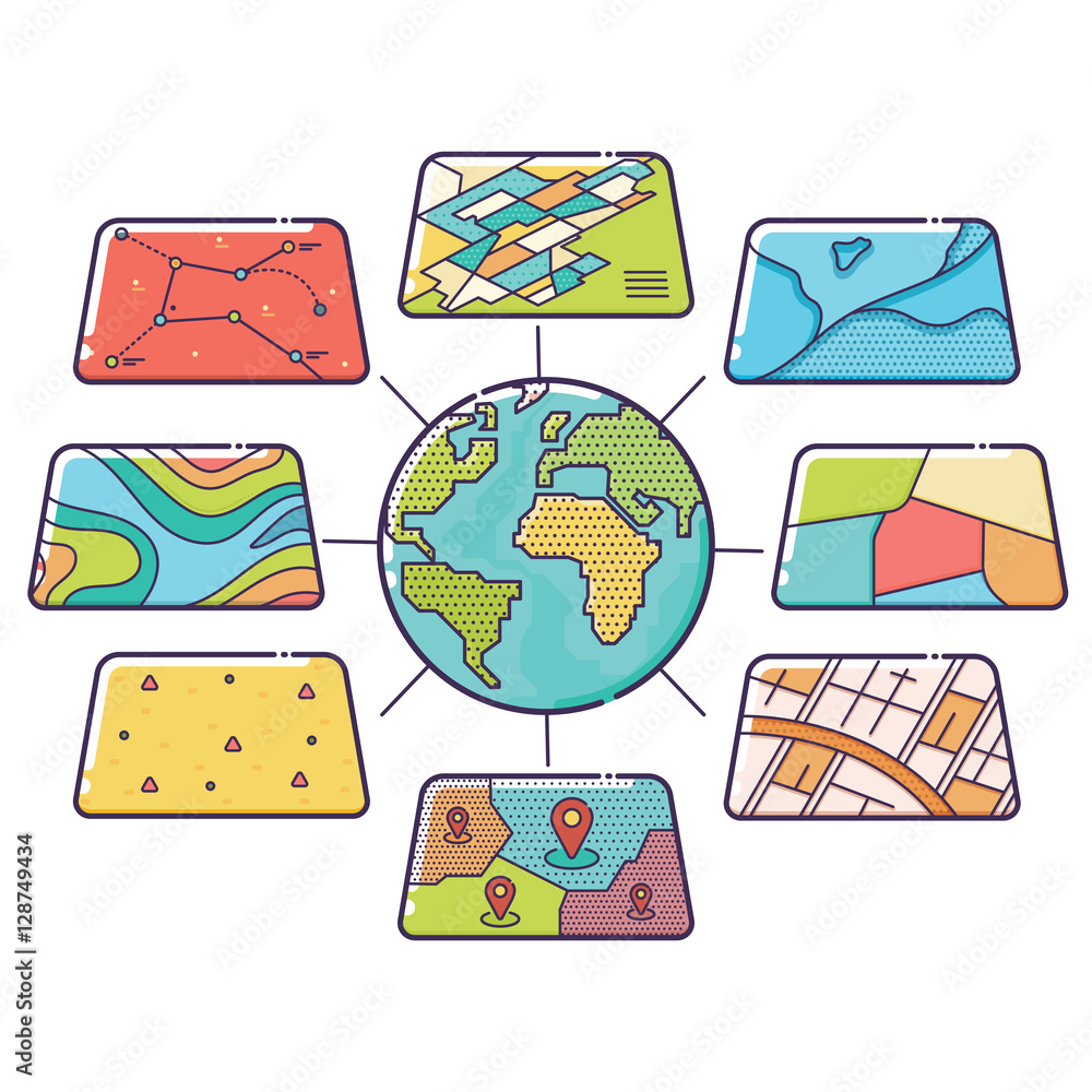 Vector Illustration Of GIS Spatial Data Layers Concept For Business 
