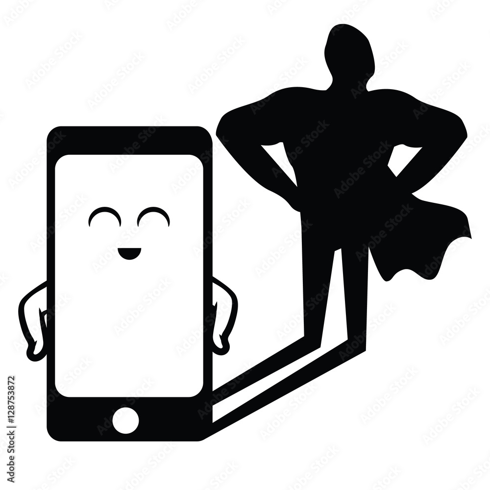 Vector illustration of a superhero smart phone Stock Vector | Adobe Stock