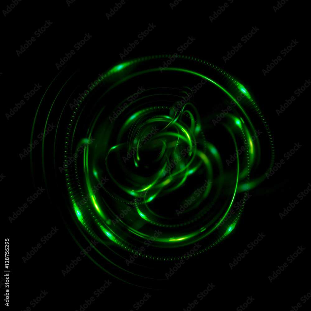 Abstract ring background with luminous swirling backdrop. Glowing ...