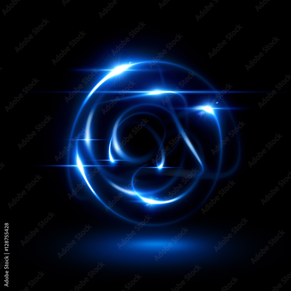 Abstract ring background with luminous swirling backdrop. Glowing ...