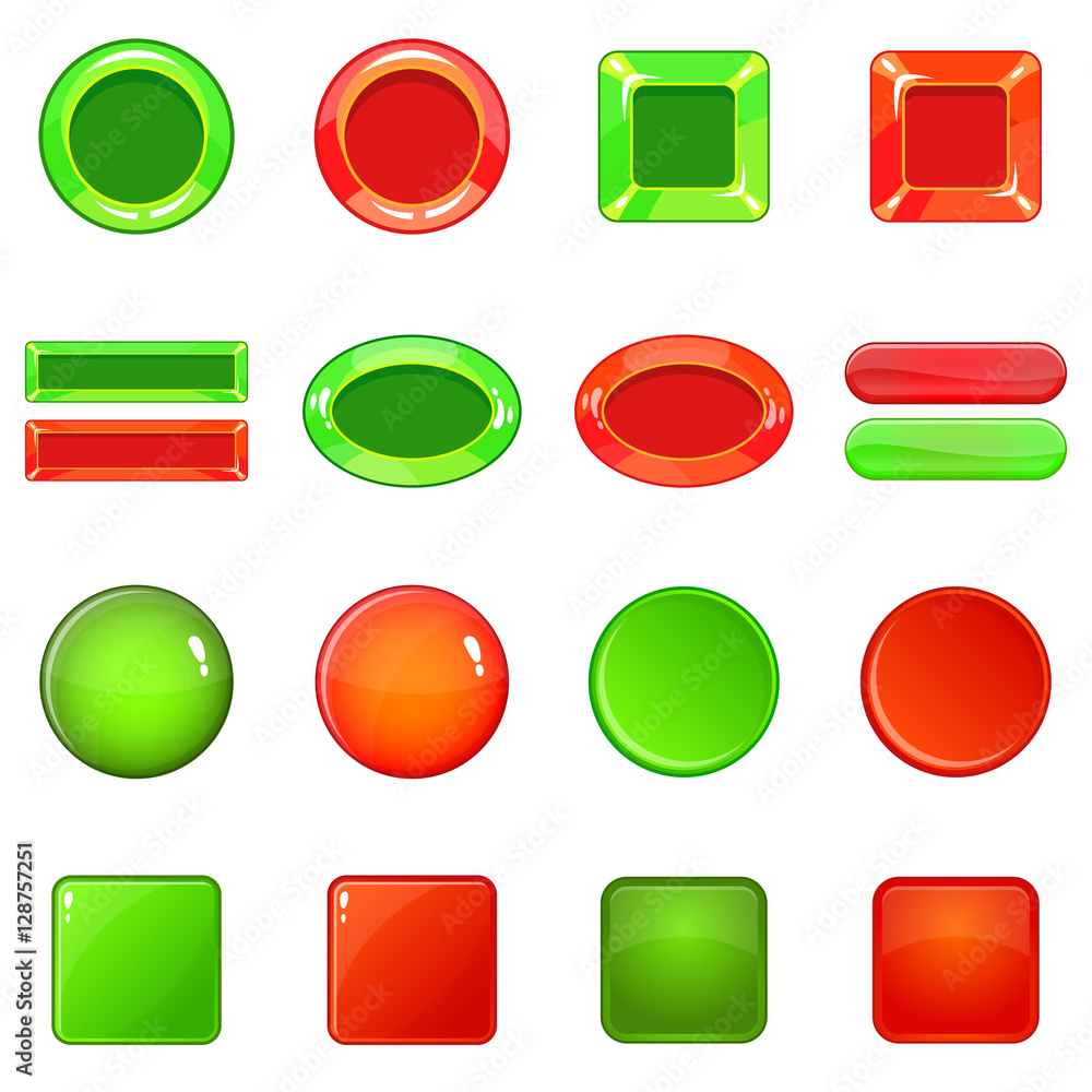 Blank web buttons icons set. Cartoon illustration of 16 blank buttons ...