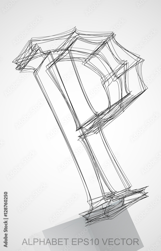 Vector illustration of a Ink sketched P. Hand drawn 3D P. Stock Vector ...