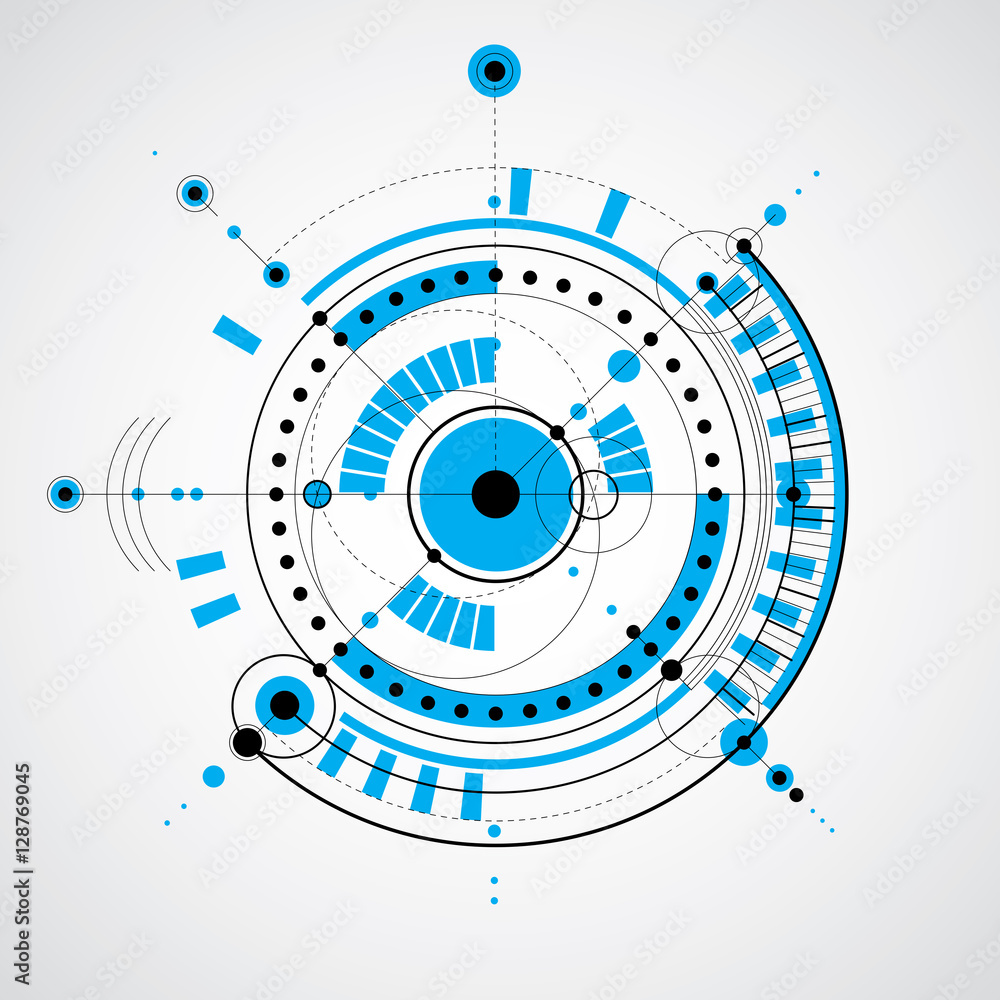 Mechanical scheme, vector engineering drawing with circles and g Stock ...