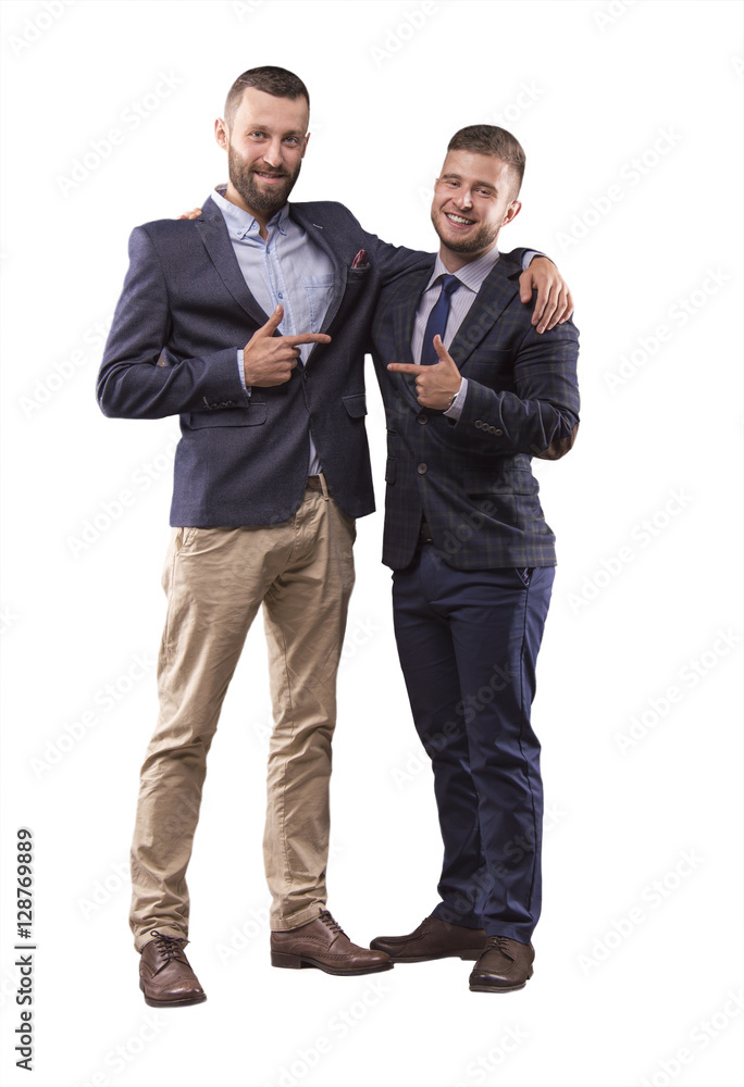 Two men in suits hugging Stock Photo | Adobe Stock