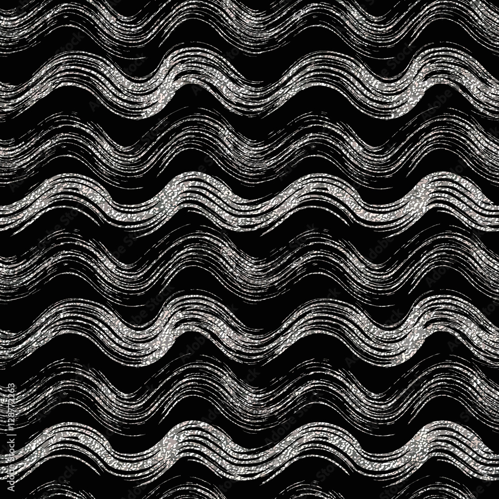 Grunge seamless pattern of silver wave, silvern wavy striped background ...