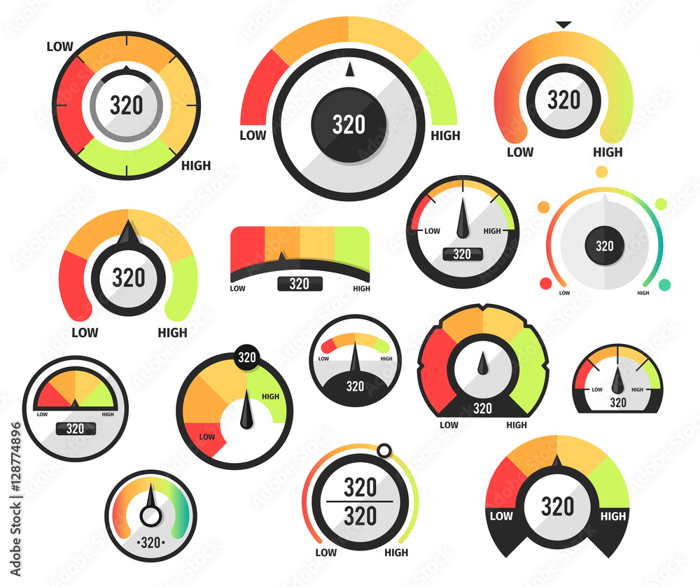 Speedometer icons or Circular gauges icons set Stock Vector | Adobe Stock