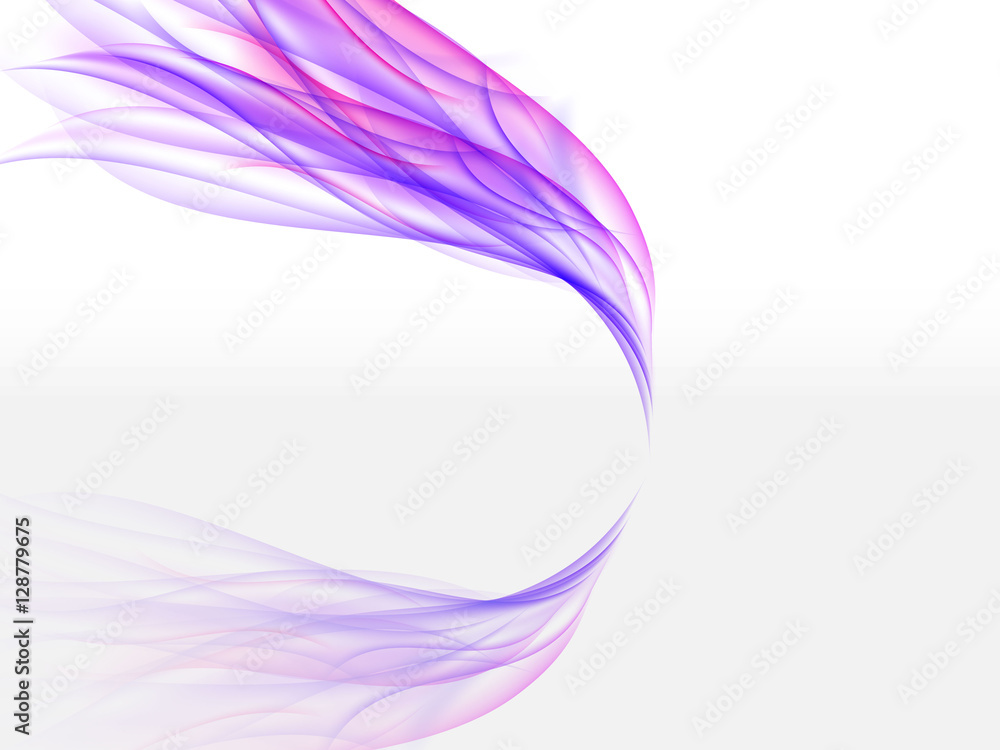 White background with violet pink abstract of wavy lines and its ...