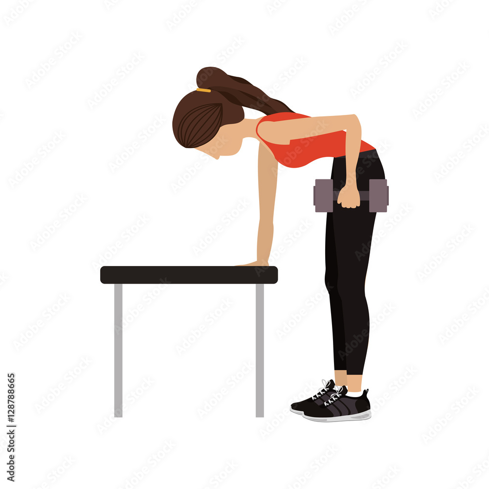 Girl doing exercise icon. Fitness gym sport and bodybuilding theme ...