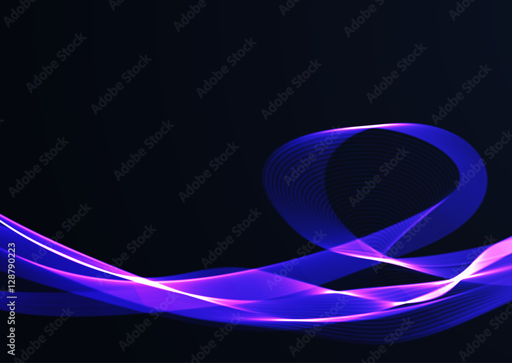 Blue wavy ribbon on a dark background Stock-Vektorgrafik | Adobe Stock