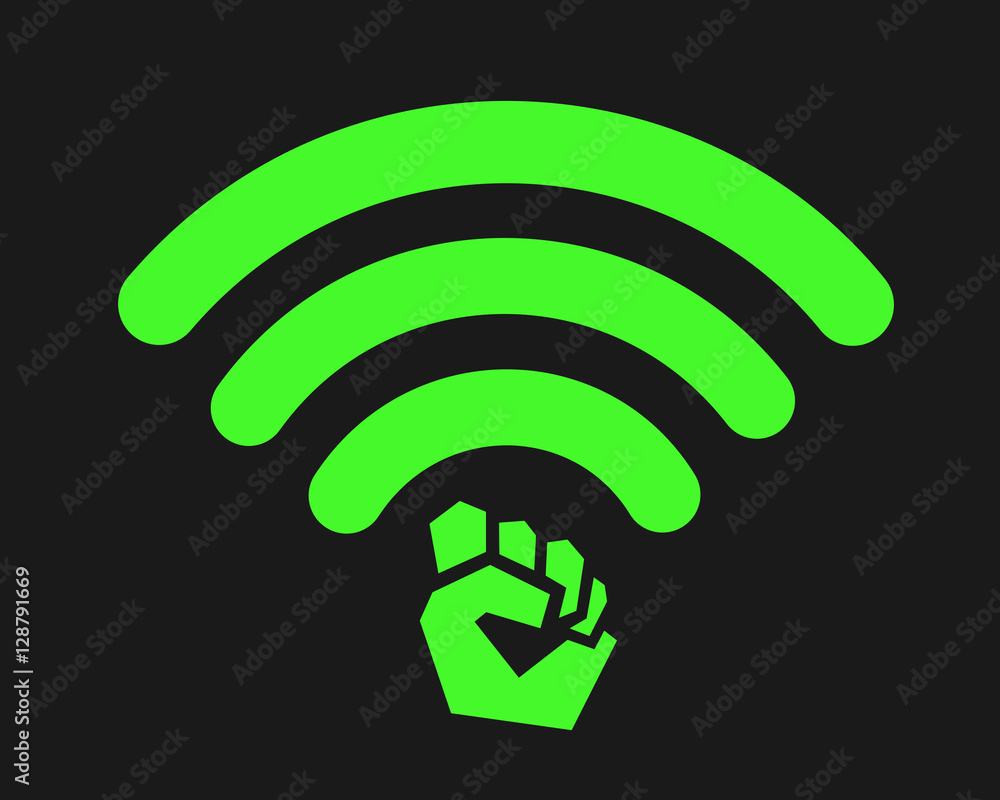 METAPHOR MEANING: Modified symbol of wi-fi signal with raised fist as ...
