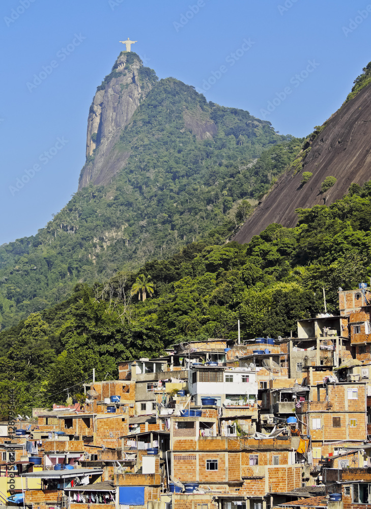 Brazil, City of Rio de Janeiro, View of the Favela Santa Marta with ...