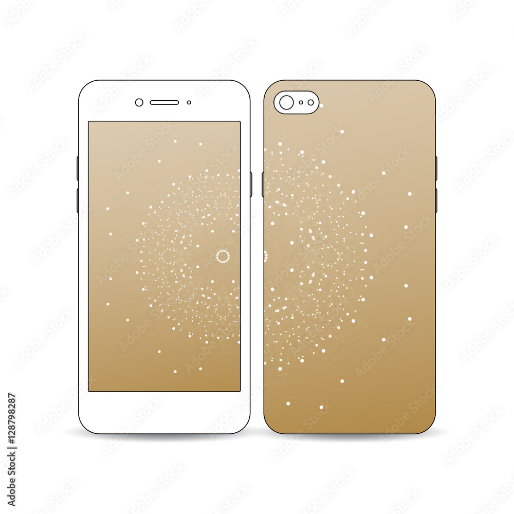 Mobile smartphone with an example of the screen, cover design isolated ...