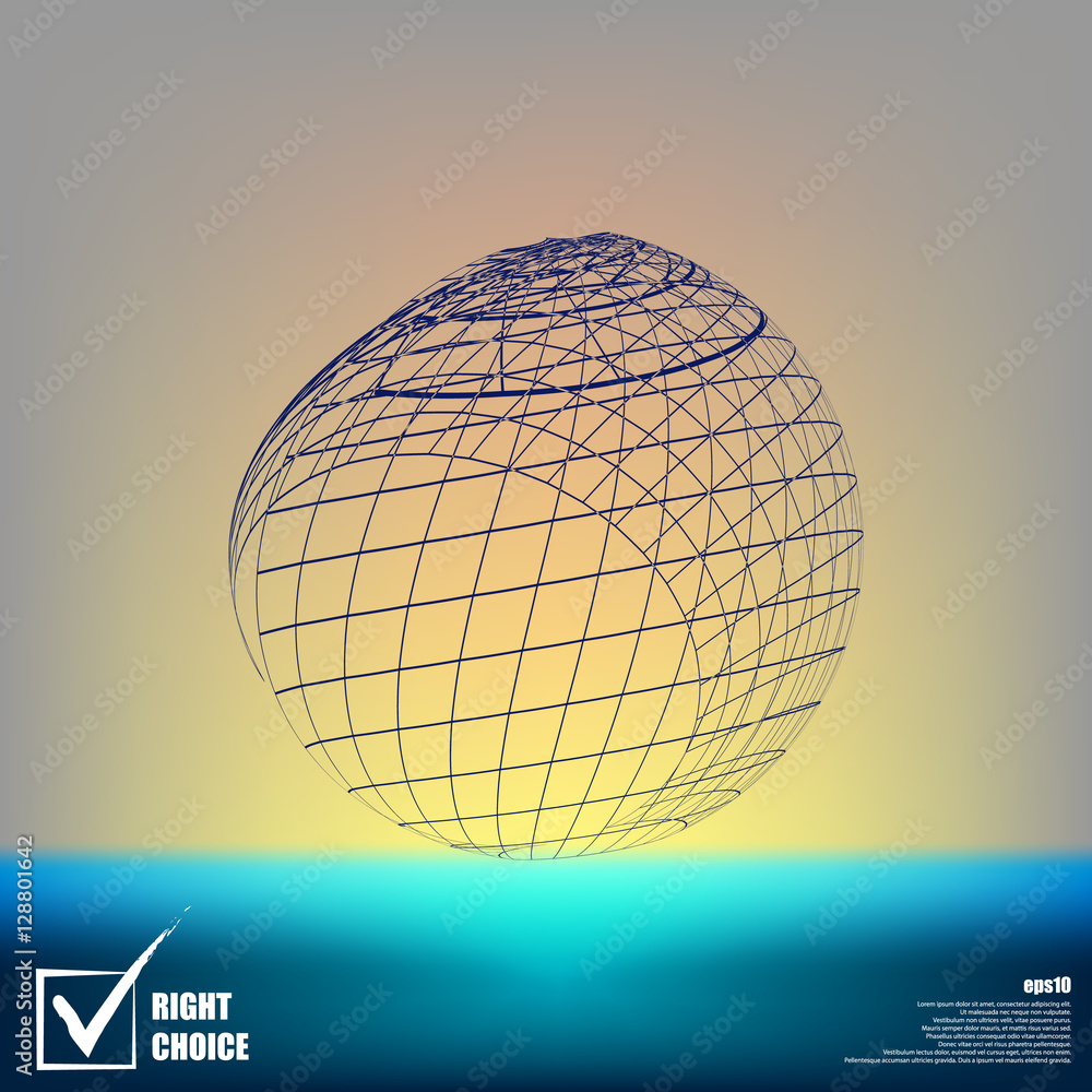 Wire-frame Design Element. Sphere Stock Vector | Adobe Stock