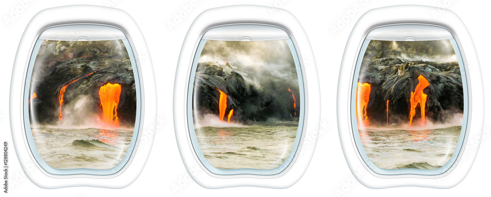 Three plane windows on Kilauea Volcano, Big Island, Hawaii, United ...