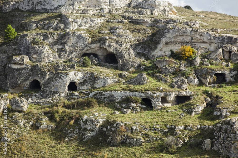 Ancient cave houses, Sassi di Matera, Basilicata, Italy Stock Photo ...