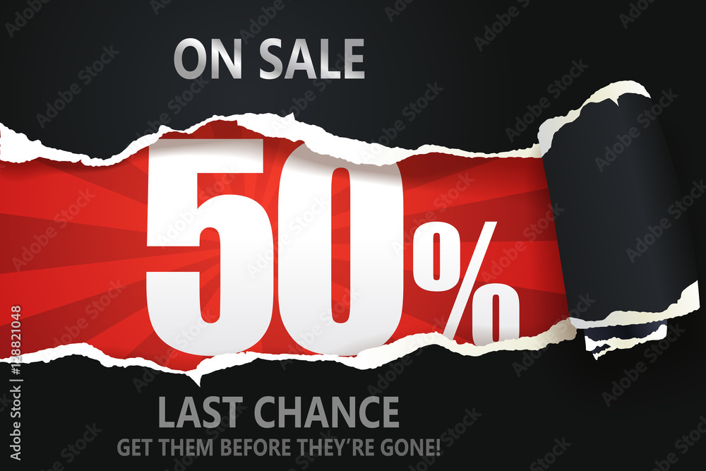 Ripped paper of sale banner. Sale and discounts Stock Vector | Adobe Stock