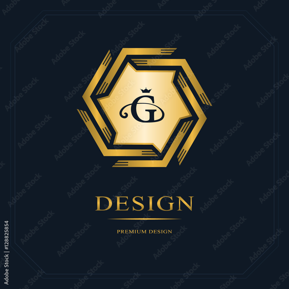 Geometric Monogram logo. Abstract template in trendy mono line style ...