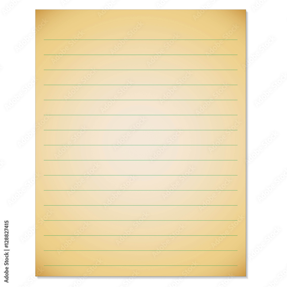 Yellow lined paper with holes Stock Vector | Adobe Stock
