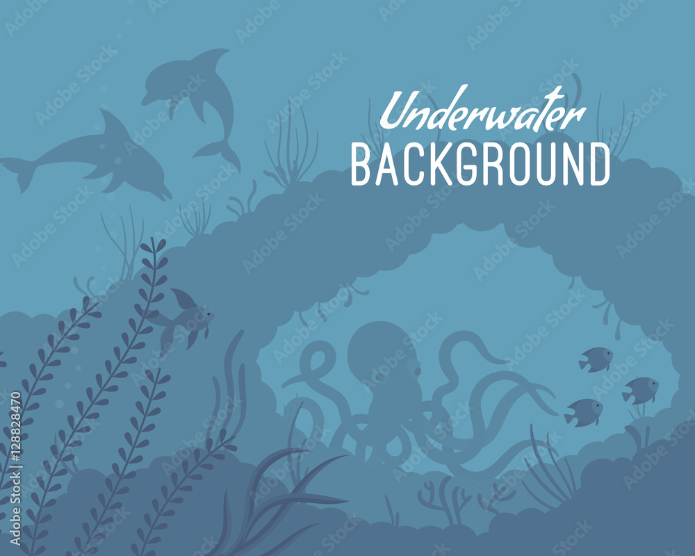 Underwater background template with reef Stock Vector | Adobe Stock