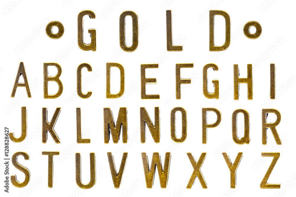 Gold Font, Retro style font face or Font type letter A to Z Stock Photo ...