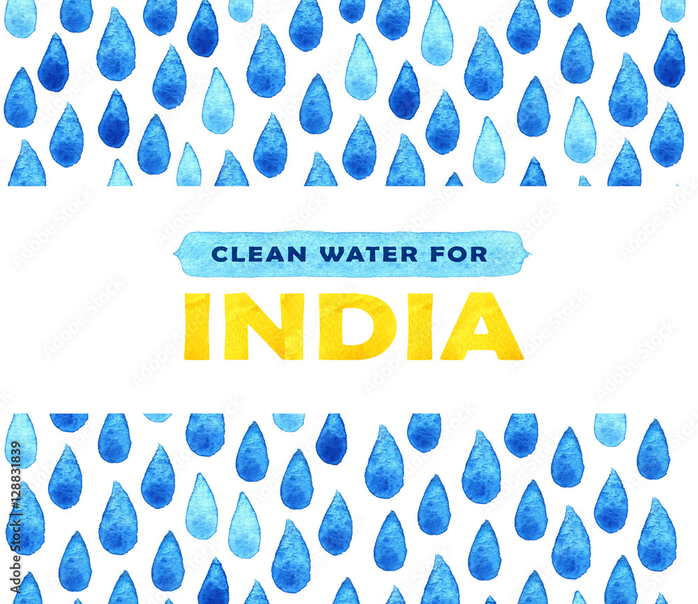 Charity clean Water poster. Social illustration about problems India ...