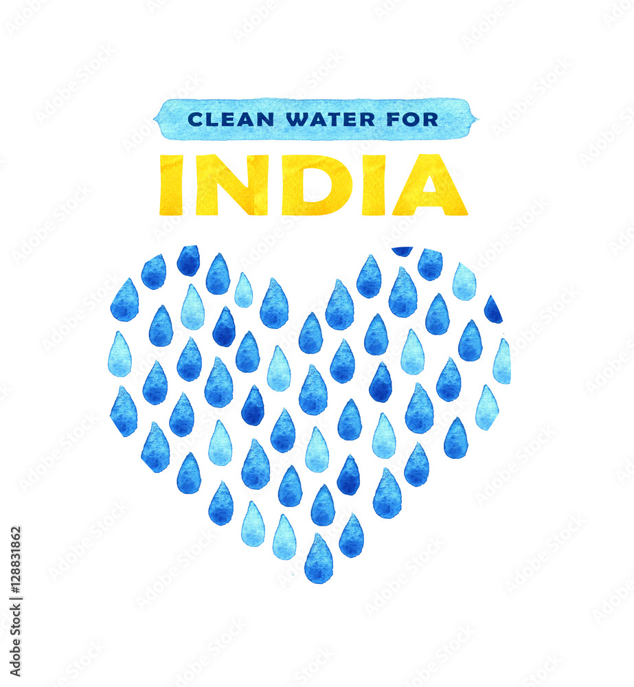 Charity clean Water poster. Social illustration about problems India ...