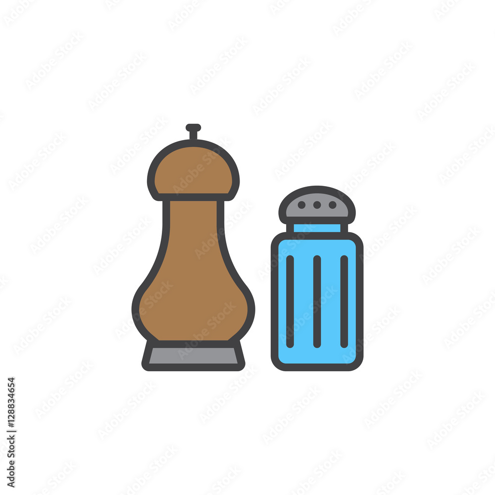 salt and pepper shakers line icon, filled outline vector sign, linear ...