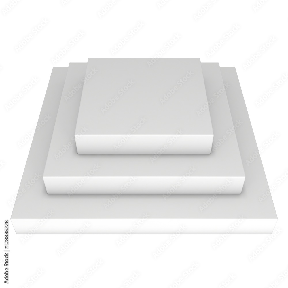 Square stage white podium for award ceremony. 3D render illustration ...