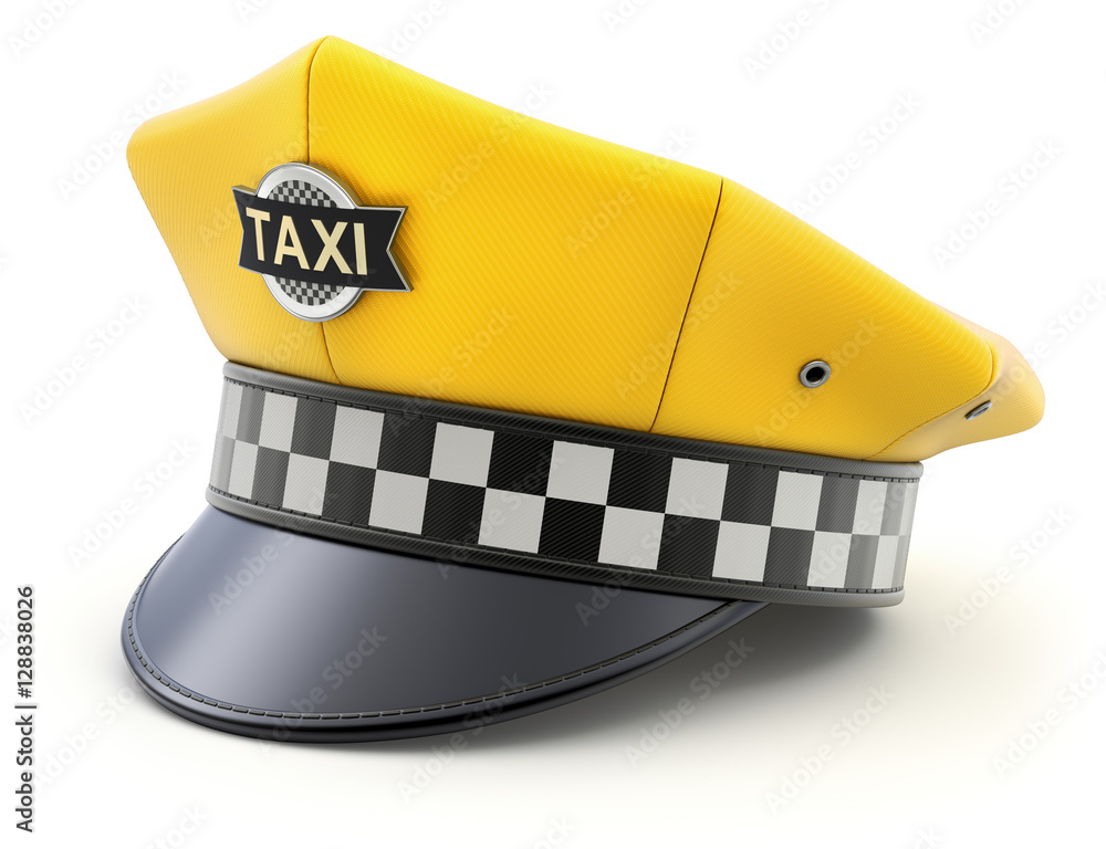 Yellow taxi driver cap on white background Stock-Illustration | Adobe Stock