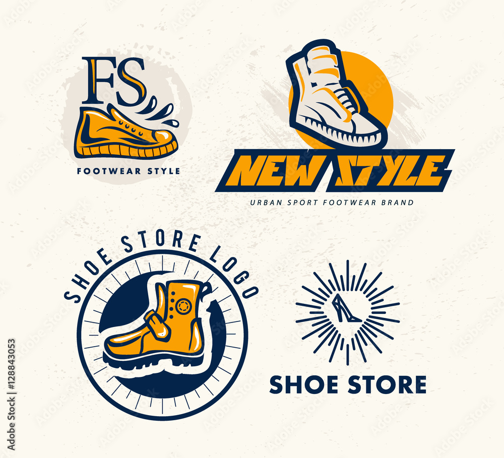 Vector flat shoe icon design isolated. Sport shoe logo brand mark ...